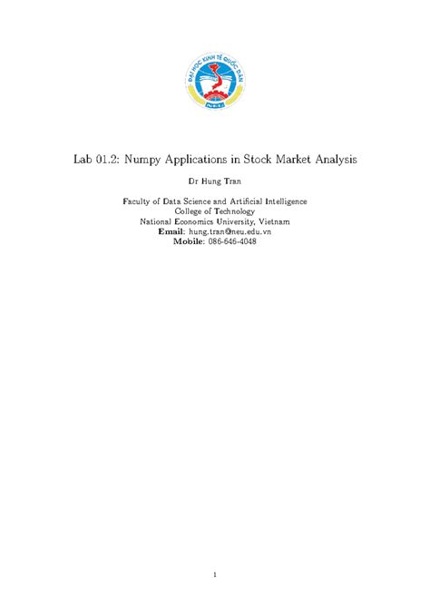 DAWP Lab 01 2 Numpy And Stock Lab 01 Numpy Applications In Stock