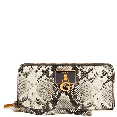 guess stephi companion large zip python black white