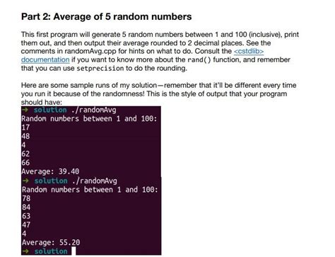 Solved Part 2 Average Of 5 Random Numbers This First