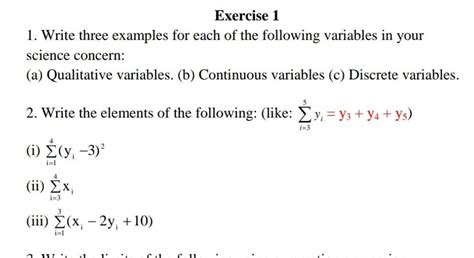 Solved Exercise 1 1 Write Three Examples For Each Of The Chegg Com