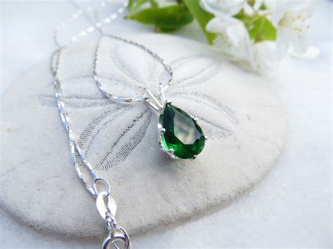 May Birthstone Necklace Mothers Day Necklace Emerald Etsy