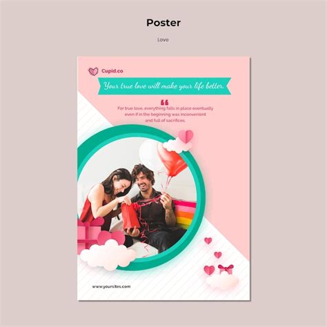 Modelo De Pôster De Casal Fofo Psd Grátis