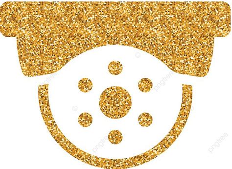 Gold Glitter Icon Surveillance Camera Shimmer Style Observe Vector