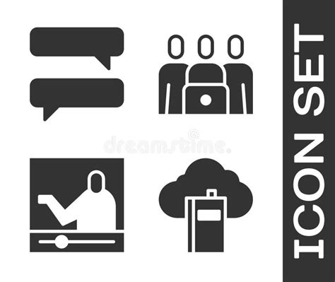 Set Cloud Or Online Library Speech Bubble Chat Online Education And