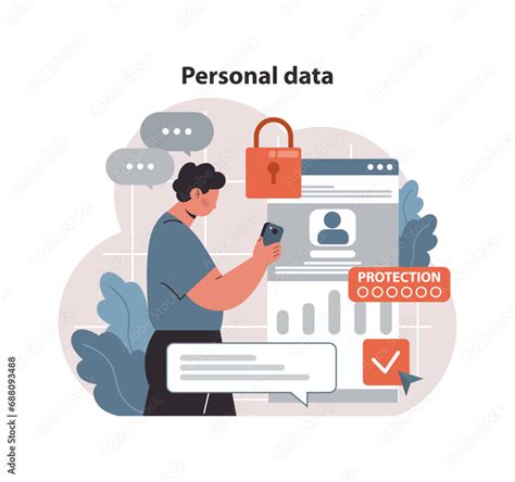 Personal Data Protection Concept Man With Smartphone Ensuring Secure