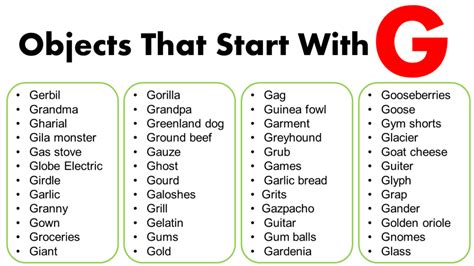 Objects That Start With G Grammarvocab