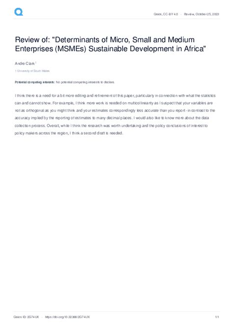 Pdf Review Of Determinants Of Micro Small And Medium Enterprises Msmes Sustainable