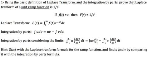 Solved Using The Basic Definition Of Laplace Transform And Integration By Parts Prove That The