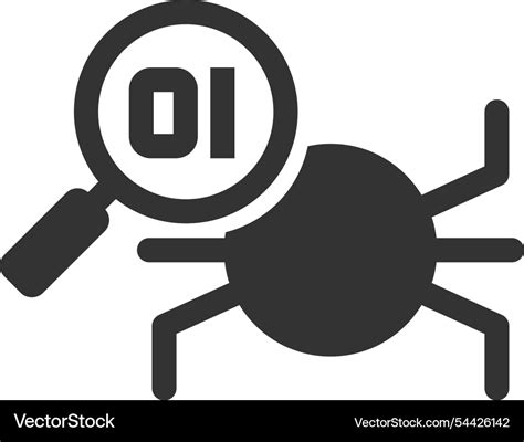Binary Code Bug Cyber Search Black Icon Royalty Free Vector