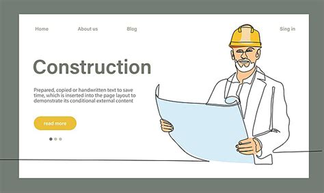 Vector Landing Page Of Architecture Works Building Workplace House Vector Building Workplace