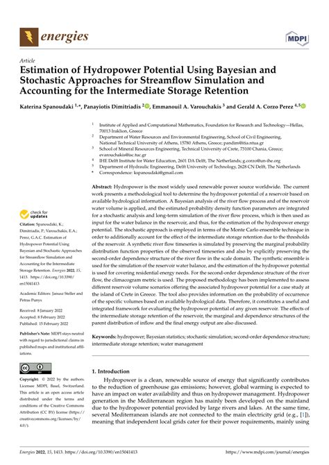 Pdf Estimation Of Hydropower Potential Using Bayesian And Stochastic