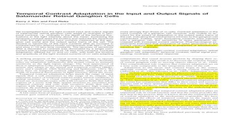Pdf Temporal Contrast Adaptation In The Input And Output Signals Of