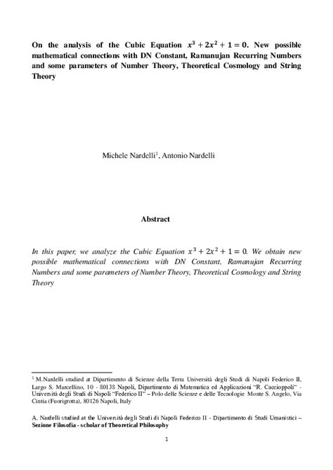 Pdf On The Analysis Of The Cubic Equation X 3 2x 2 1 0 New Possible Mathematical
