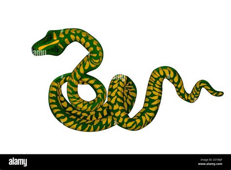 Green Snake Large Coiled Serpent With Yellow Spotsbig Pythoncobra
