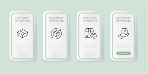 상자 세트 아이콘 포장 패키지 원형 화살표 기어 손 배송 택배 물류 안전 건설 배달 개념 Ui 전화 앱 화면 비즈니스 및 광고를 위한 벡터 라인 아이콘 프리미엄 벡터