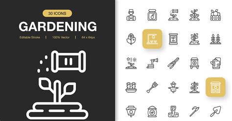 Gardening Icons Icons Ft Icon And Plant Envato Elements