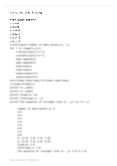 Solution Straight Line Fitting Python Studypool
