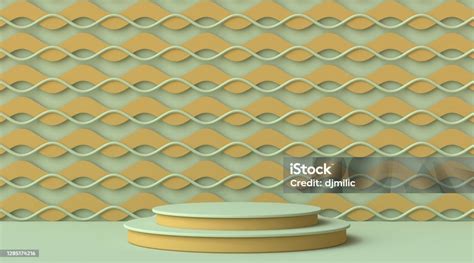녹색 과 갈색 파도 패턴 3d에 제품 프리젠 테이션을위한 연단을 모의 0명에 대한 스톡 사진 및 기타 이미지 0명 3차원 형태 갈색 Istock