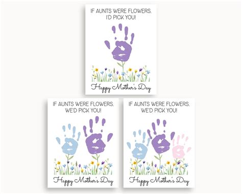 Aunt Handprint Mothers Day Card Mothers Day Handprint Flower Art