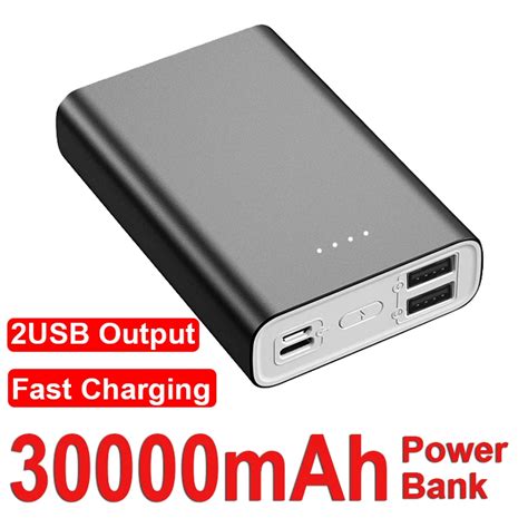 빠른 충전 보조베터리 휴대용 30000mah 충전기 21a 2usb 출력 외부 배터리 아이폰 Xiaomi Aliexpress