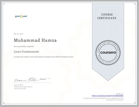 Muhammad Hamza On Linkedin Linux Coursera Linuxfundamentals Commandline Shellscripting