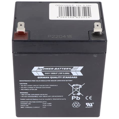 Rpower Ogiv1252lp 12v 5 2ah Long Life Lead Battery Agm Lead Gel Battery