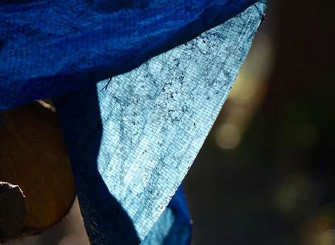 Close Up Of Blue Plastic Sheet Premium Photo