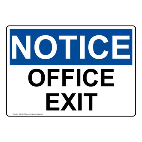 OSHA Sign NOTICE Office Exit Office