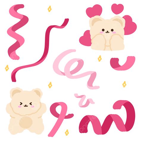 노트북 장식을 위한 귀여운 곰과 분홍색 색종이 조각 귀여운 곰 핑크색 색종이 색종이 조각 Png 일러스트 및 Psd 이미지 무료 다운로드 Pngtree