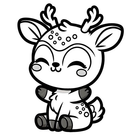 Vector Cute Deer Coloring Page Illustration Premium Ai Generated Vector