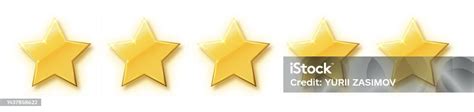 별 다섯 개 골드 아이콘입니다 별 등급 검토 아이콘입니다 벡터 별은 흰색 배경에 격리된 현실적인 금속 황금 별을 설정합니다 리더십의 상징 벡터 그림 0명에 대한 스톡 벡터
