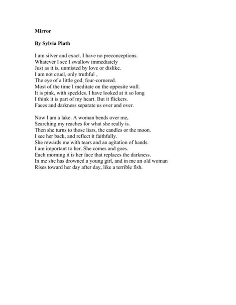 Poem Mirror By Sylvia Plath Rpoetry