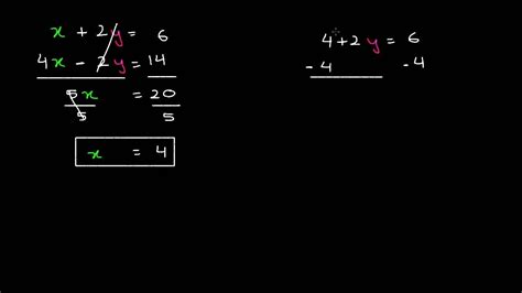 systems of equations with elimination x 2y 6 and 4x 2y 14 linear eqs
