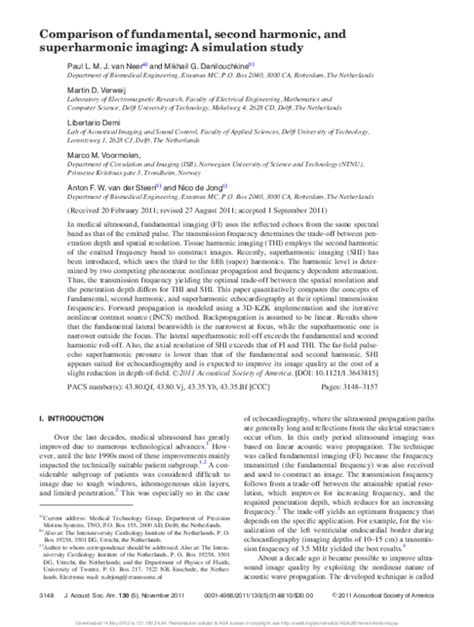 Pdf Comparison Of Fundamental Second Harmonic And Superharmonic