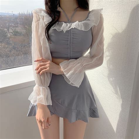 당일출고 레나 블라우스 셔링 비키니 모노키니 수영복 러블리 여신