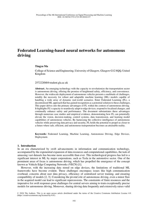 Pdf Federated Learning Based Neural Networks For Autonomous Driving