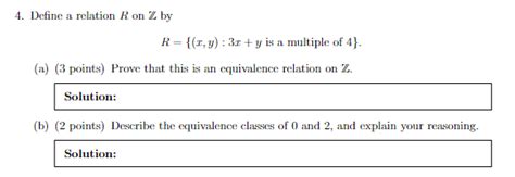 Solved Define A Relation R On Z By R X Y X Y Is A Chegg