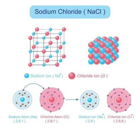 Sodium Chloride Nacl Structure Ionic Crystal Chemistry Solid State Illustration Educational