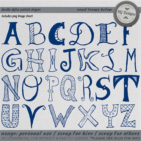 Freebie Doodle Alpha Shapes Hg Designs