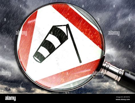 Bad Weather Warning Sign Caution Risk Of Storm And Heavy Rain Stock