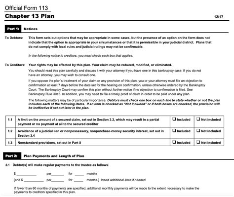 Sample Chapter 13 Repayment Plan Form