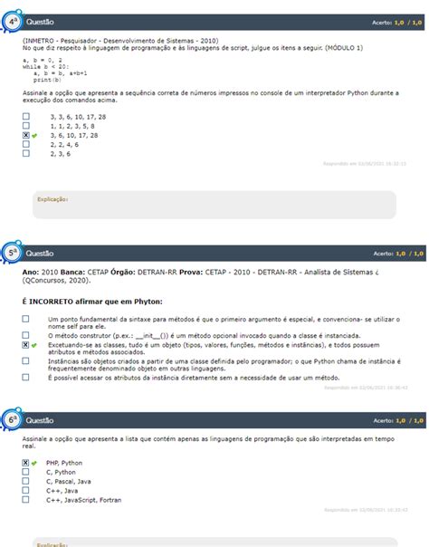 Simulado 1 Paradigmas De Ling De Programacao Em Python Conceitos E Paradigmas De Linguagens De