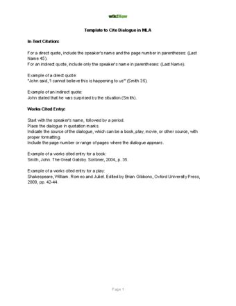 How To Properly To Cite Dialogue In MLA WikiHow