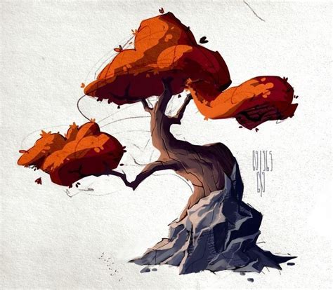 Pin by Madam Cactus on деревья Landscape drawings Environment concept art Tree illustration