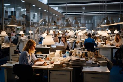 Premium Ai Image Employees Working At The Office Generative Ai