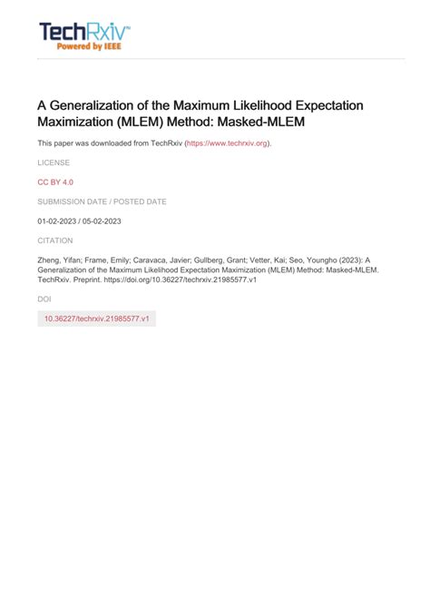 Pdf A Generalization Of The Maximum Likelihood Expectation