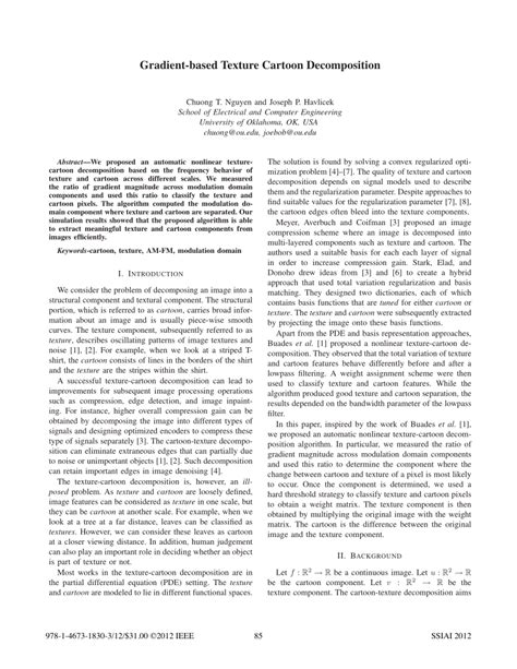 Pdf Gradient Based Texture Cartoon Decomposition