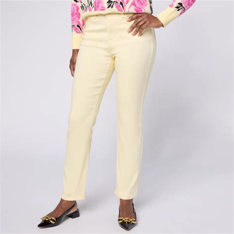 Dg2 By Diane Gilman Virtual Stretch Straight Leg Jean Vanilla Creme Hsn