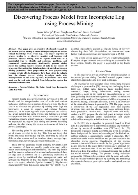 Pdf Discovering Process Model From Incomplete Log Using Process Mining