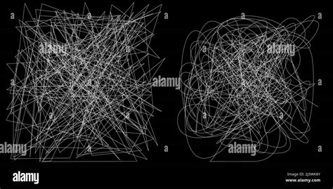 Matching Pair Of Edgy Geometric Angular And Rounded Squiggly Wriggle Lines Object Stock